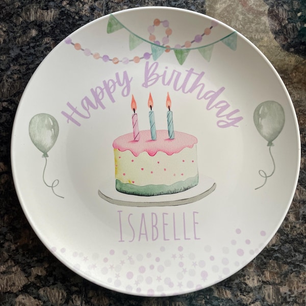 Custom Name Plate, Birthday Plate for Girl, Happy Birthday Cake Plate ...