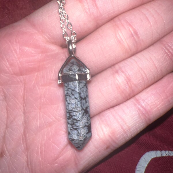 Snowflake Obsidian Necklace Snowflake Obsidian Pendant Healing Crystal ...
