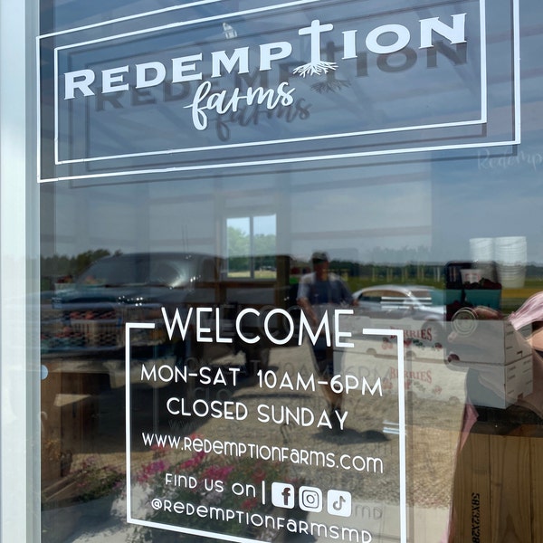 Custom Storefront Window Sticker | Business Hours | Vinyl Decal for ...