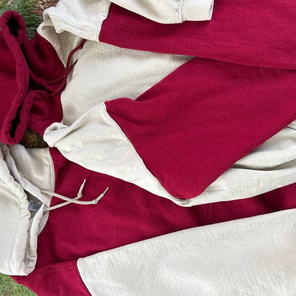 Two Matching Colorblock Hoodies, Green and Sand Two Tone Couple ...