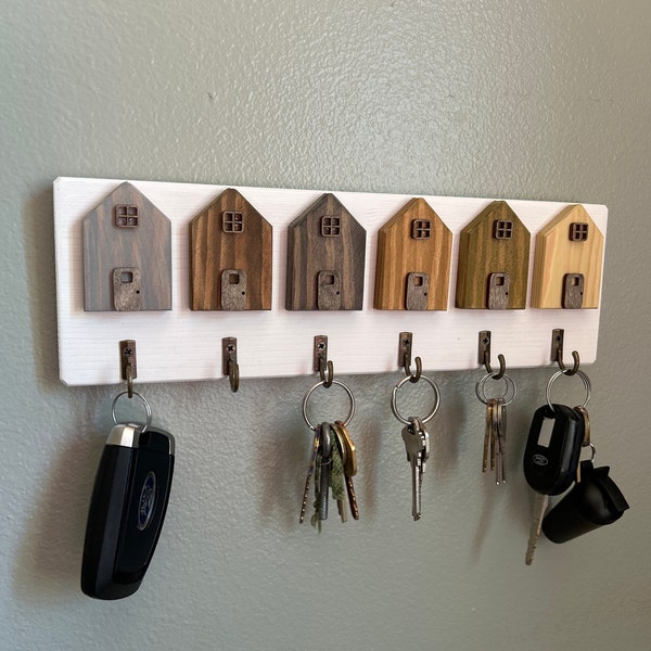 Wood Key Holder - House, Key Rack, Wall Key Holder, Key Hanger, Farm ...