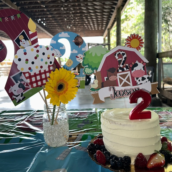 Farm Cake Topper, Farm Birthday Decor, Barn Cake Topper. - Etsy