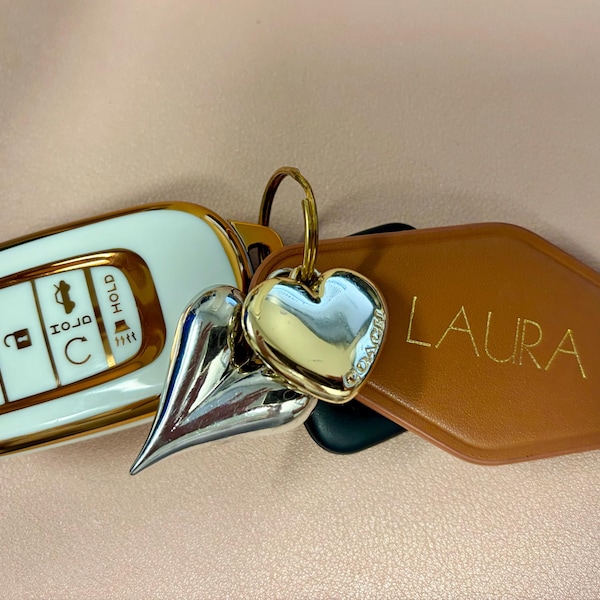 Embossed Diamond Leather Keychain (name) - Modern Luxury Key Chain Fob ...