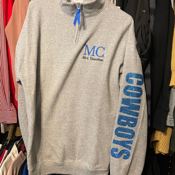 Custom School Spirit Mascot Pullover, Teacher Quarter Zip Sweatshirt ...