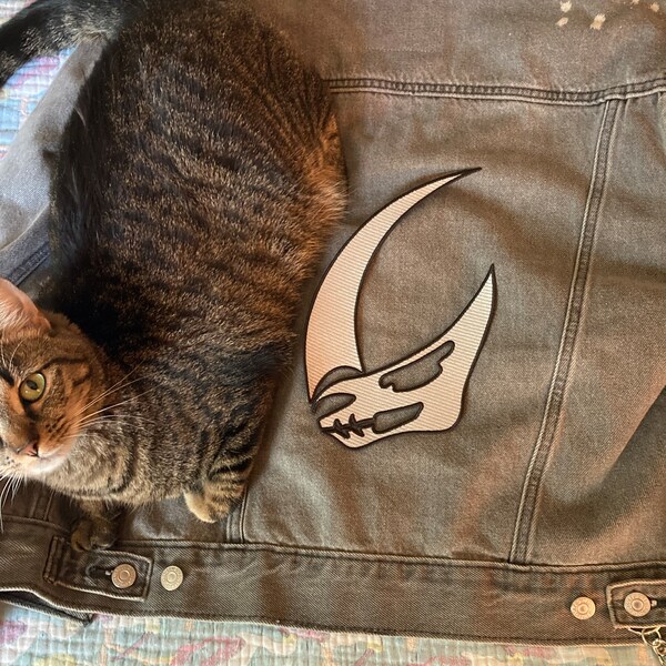 Skeleton Rock on Hands Large Patch, Horns Up, Biker's Embroidered Back ...