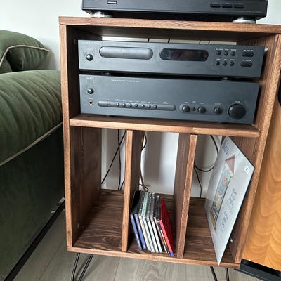 MCM Mid Century Modern Vinyl Record Storage, Large Turntable Stand ...