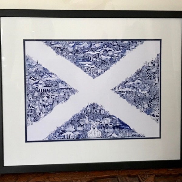 Hand-drawn Scottish Saltire Print: Intricate Scotland Illustration - Etsy