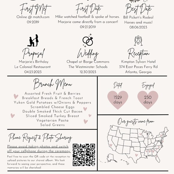 Infographic Wedding Program Template - Etsy
