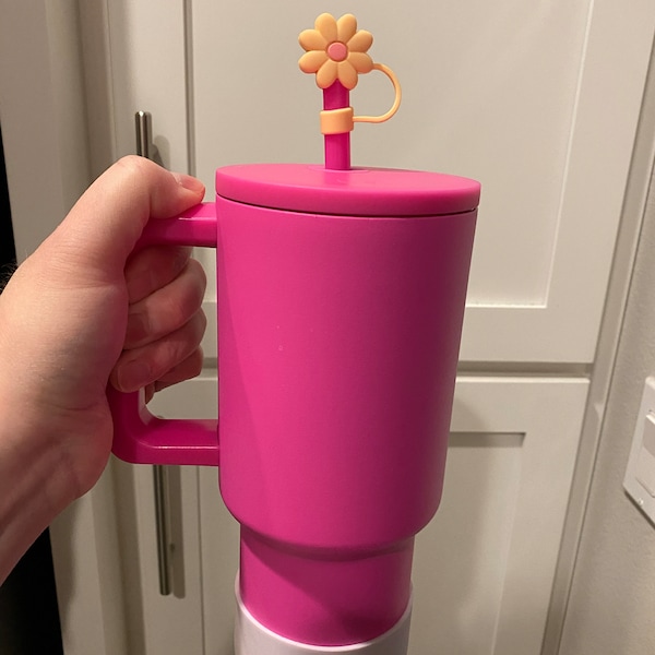 Retro Daisy Tumbler Straw Topper Floral Bottle Straw Cover Silicone ...
