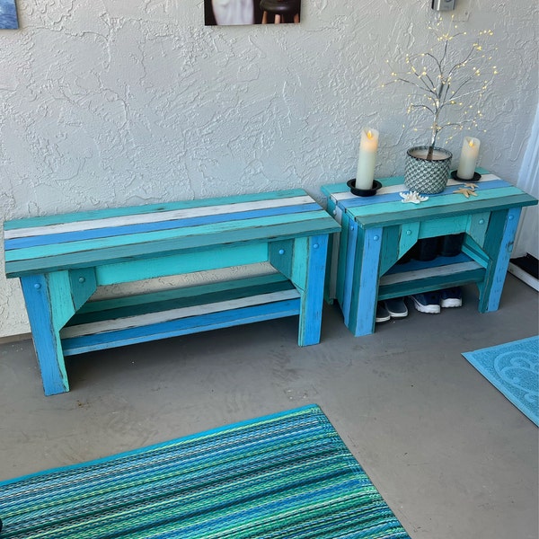 Beach House Style Indoor Coastal Bench Farmhouse Kitchen Seating ...