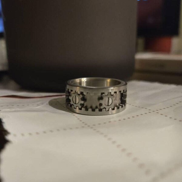 Silver Gear Spinner Ring - Stainless Steel Men's Gear Ring, Gearhead ...