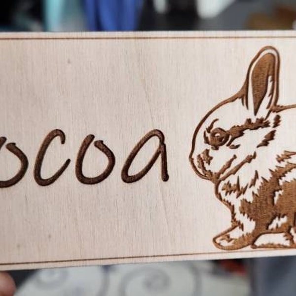 Personalized Bunny Rabbit Cage Tag - Custom Engraved Wood Name Plate ...