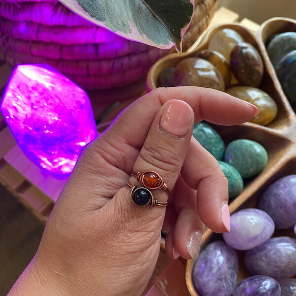 Copper Gemstone Ring. FREE SHIPPING. Copper Wire Ring. Gemstone Ring ...