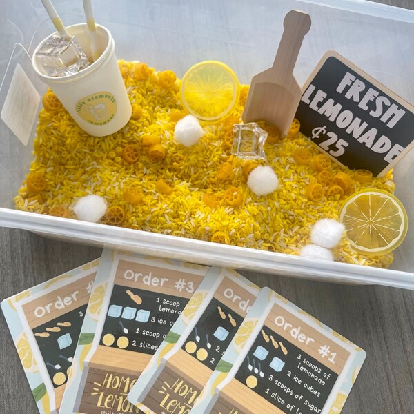 Lemonade Stand Sensory Rice, Lemonade Rice Filler, Spring Sensory Bin ...