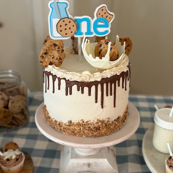Milk and Cookies Cake Topper, Boy First Birthday Cake Topper, Milk ...