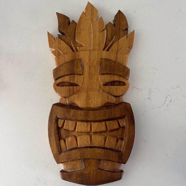 Tiki Decor Wood Mask Tiki Bar Decor Tiki Mask Wall Hanging Hawaiian Bar ...