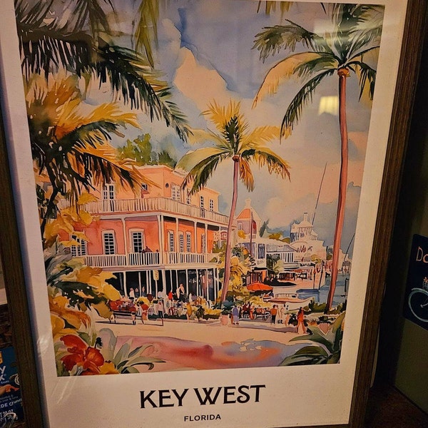 Key West Print, Florida Keys Art, Minimalist Travel Poster, Retro ...