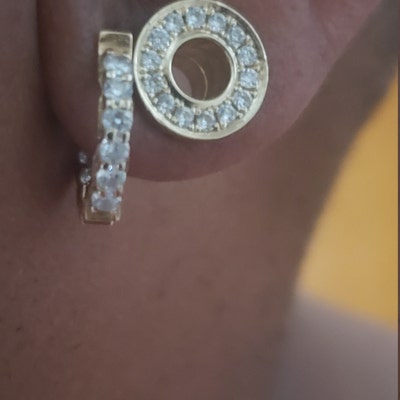 Solid Gold Ear Tunnels Diamonds 14k Ear Gauges Plugs Gauge Ear Lets ...