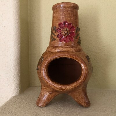Mini Hand Painted Clay Chiminea, Daisy Mini Chimenea, Insense Burner ...