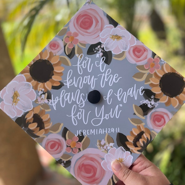 Customizable Floral Grad Cap Decoration Self-adhesive Sunflower Florals ...