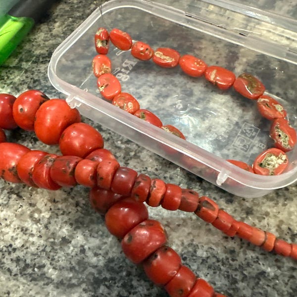 100%natural Italian Coral Tube Shape Beads-undyed Red Coral Handmade ...