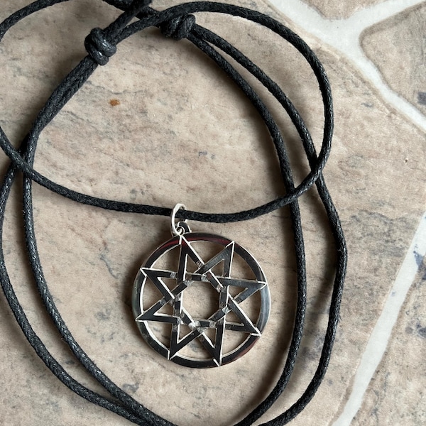 Eight Pointed Star Pendant, Octagram Pendant, Sterling Silver Solar ...