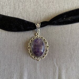 Gothic Amethyst Choker, Gothic Amethyst Necklace, Black Velvet Choker ...
