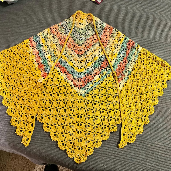 Crochet Elegant Triangle Shawl Written Pattern | Sirin's Crochet ...