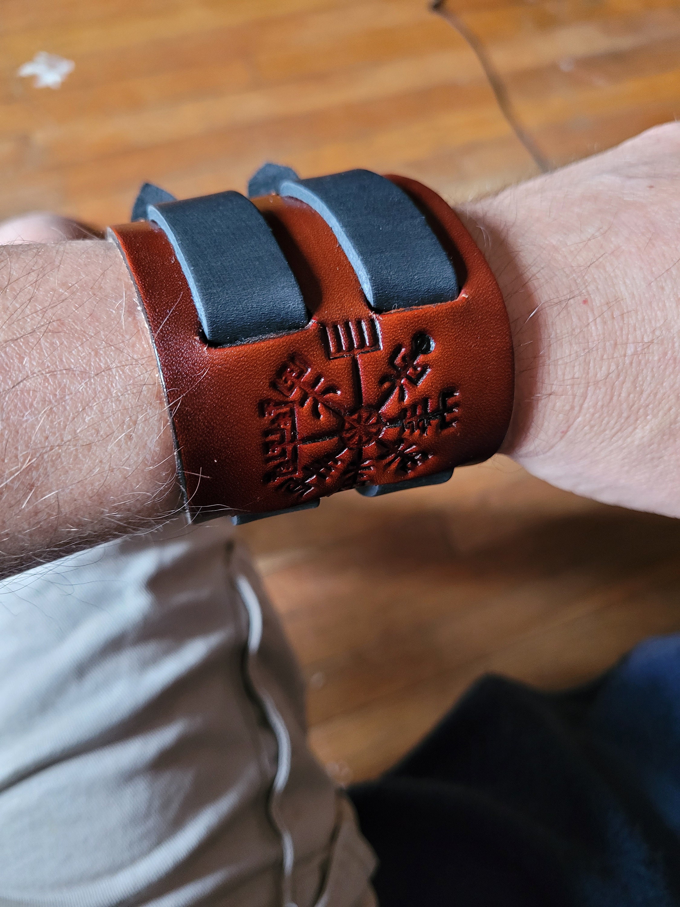 Norse Compass Handmade Leather Cuff Wristband Bracelet | Etsy