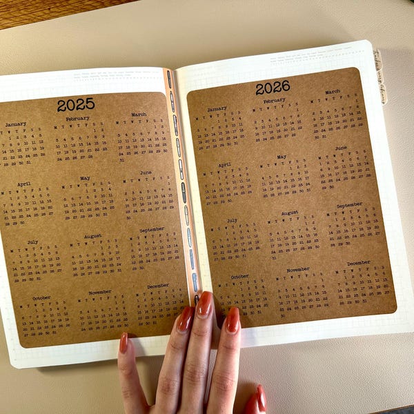 Year at A Glance Calendar Sticker With Wildflowers Design 2024, 2025 ...
