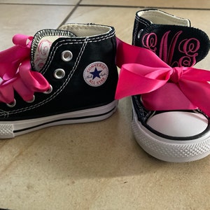 Monogrammed Baby CONVERSE With Ribbon Laces Made to - Etsy
