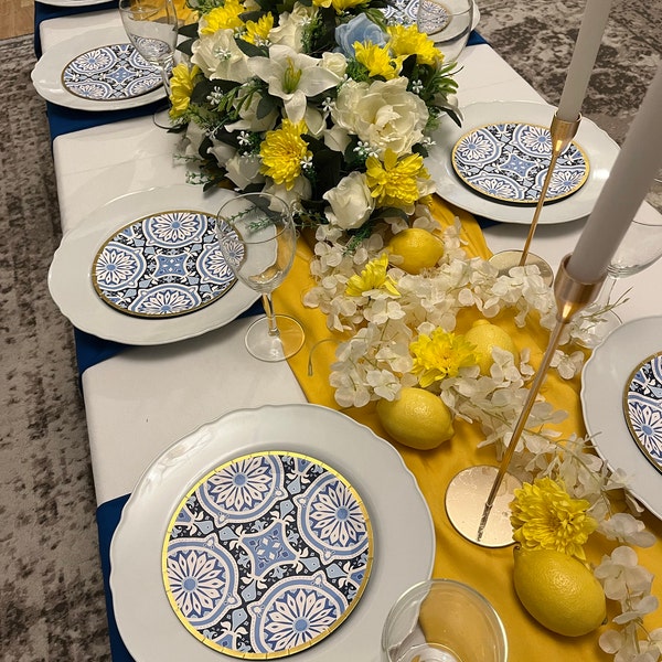 Amalfi Blues Small Plates X 10, Italian Theme Party Supplies, Amalfi ...