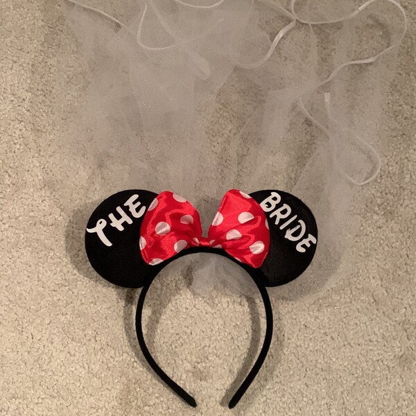 Disney Bride Hen Party Minnie Mouse Ears Bridal Party Glitter Bow ...