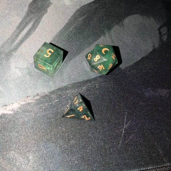 Green Jade DND Dice Set, Aventurine Sharp Edge D&D Dice Set, Dungeons ...