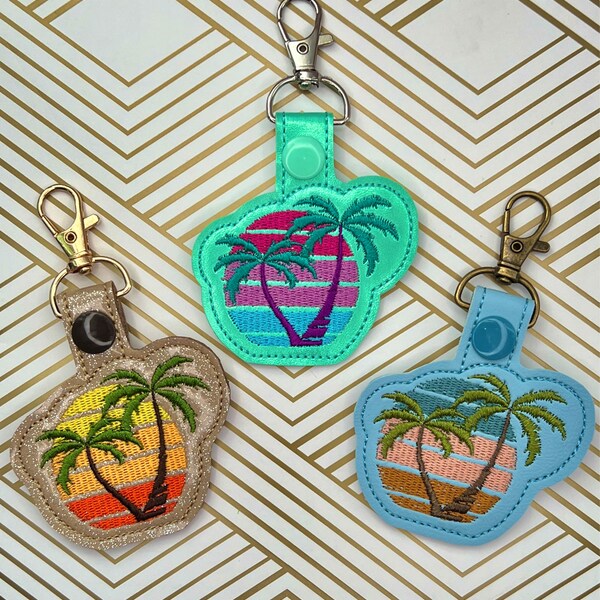 ITH Palm Tree Key Fob Machine Embroidery Design / Sunset Palm Tree ...
