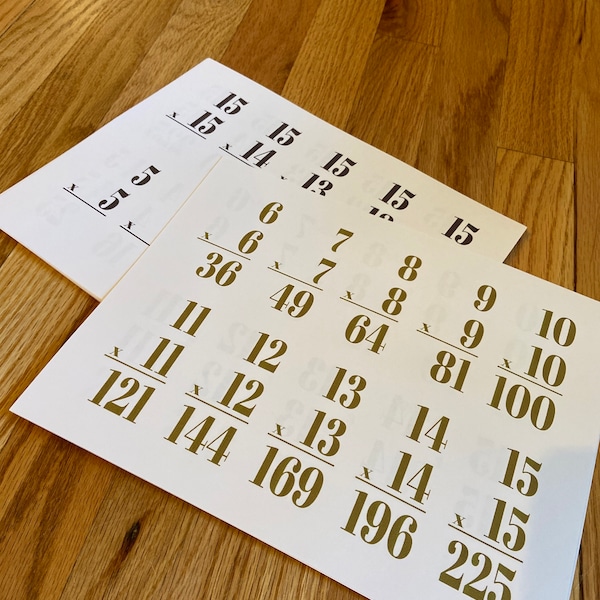 Multiplication Flash Cards 1-15 PLUS Squares and Cubes - Etsy