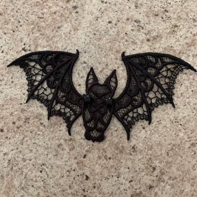 Embroidered Lace Bats, Black With Moveable Wings, Halloween Decoration ...