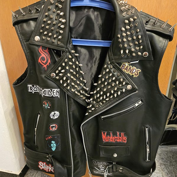 Black Leather Waist Belted Outer Wear, Murderdolls Slipknot Patches ...