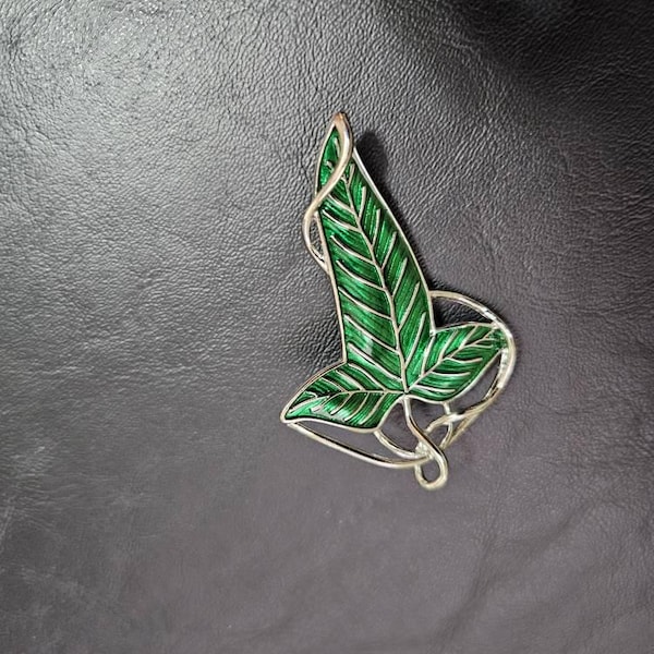 Green Enamel Ivy Leaf Pin: Silver Elf Cloak Brooch - Etsy