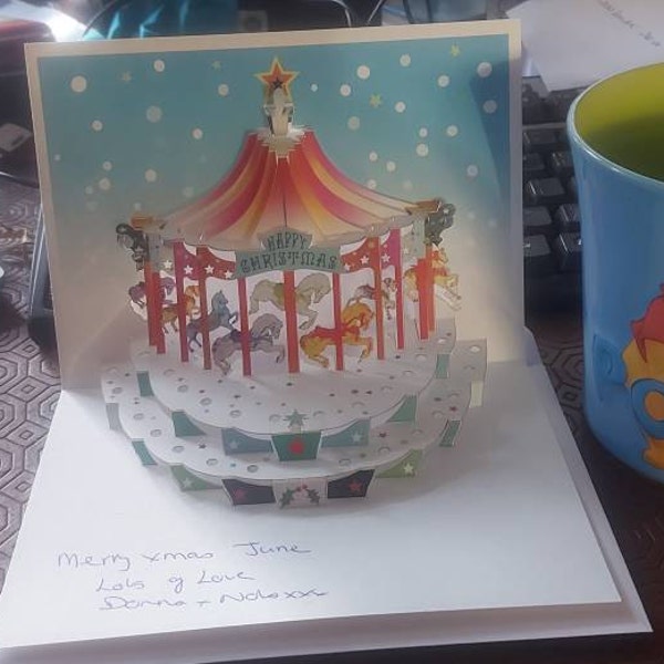Christmas Card, Carousel Card, Unique Christmas Card, "happy Christmas ...