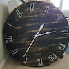 Large Wall Clock / Rustic Grey With Roman Numerals / Made From Rough ...