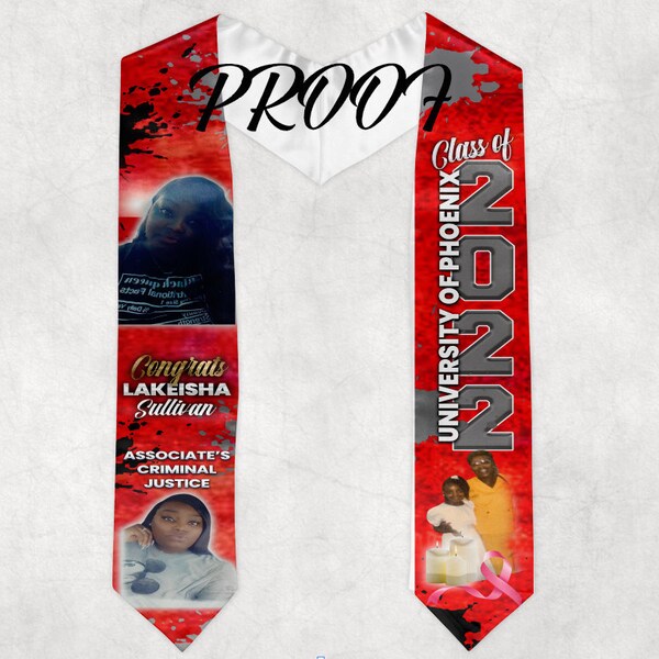 Character Inspired Kid Grad Stole, Custom All Over Graduation Stole ...