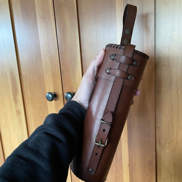Leather Scroll Case for LARP Document Tube for Cosplay Medieval Viking ...