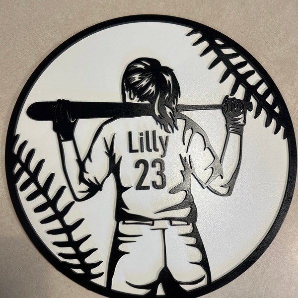 Personalized Softball Player Sign Custom Girls Portrait High School ...