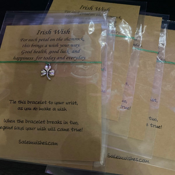 Irish Wish, Shamrock Wish Bracelet, Irish Blessing, Irish Gift Idea ...