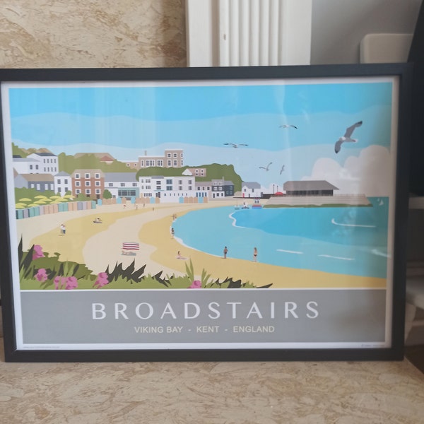 Broadstairs Viking Bay. Travel Poster, Landscape A4, A3, A2, A1 ...