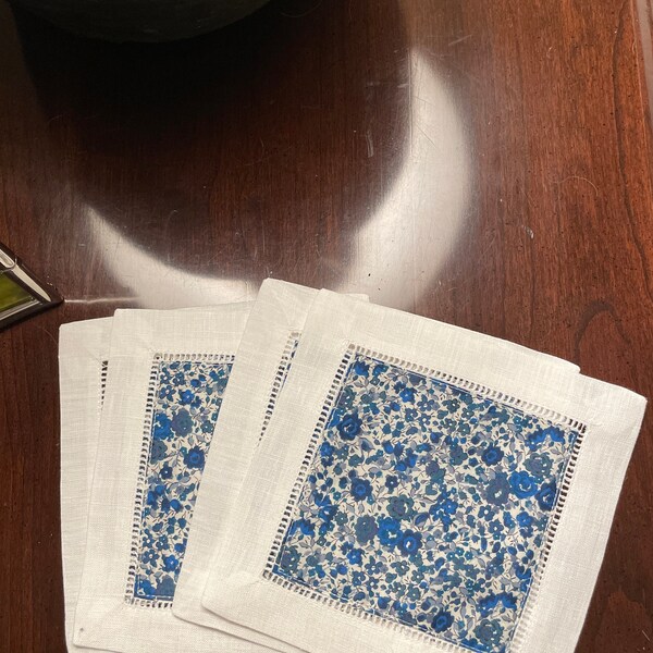 Liberty Cocktail Napkins, Linen Cloth Napkin Coasters - Liberty of ...