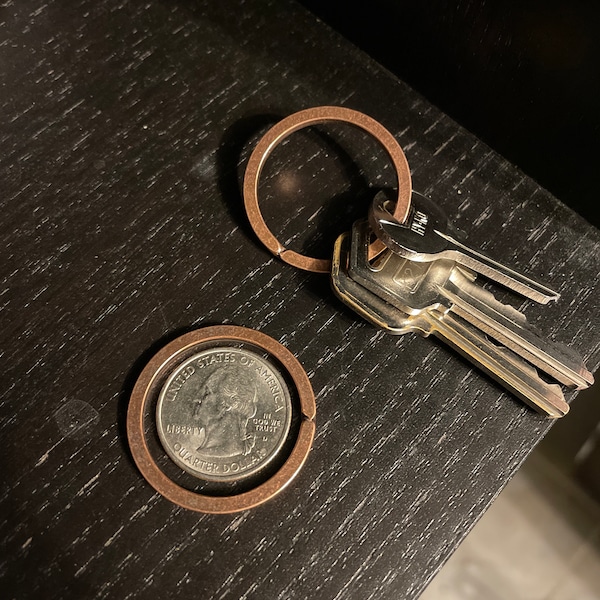 2 Copper Key Ring Large Antique Copper Split Ring Key Ring Key Fob ...