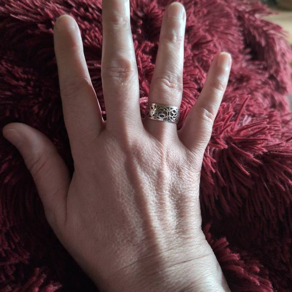 Norwegian Rosemaling Ring - 925 Sterling Silver- Folk Floral Filigree ...