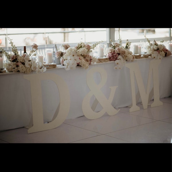 Large White Wedding Letters Wood Initials Giant Wooden Letters Signs ...